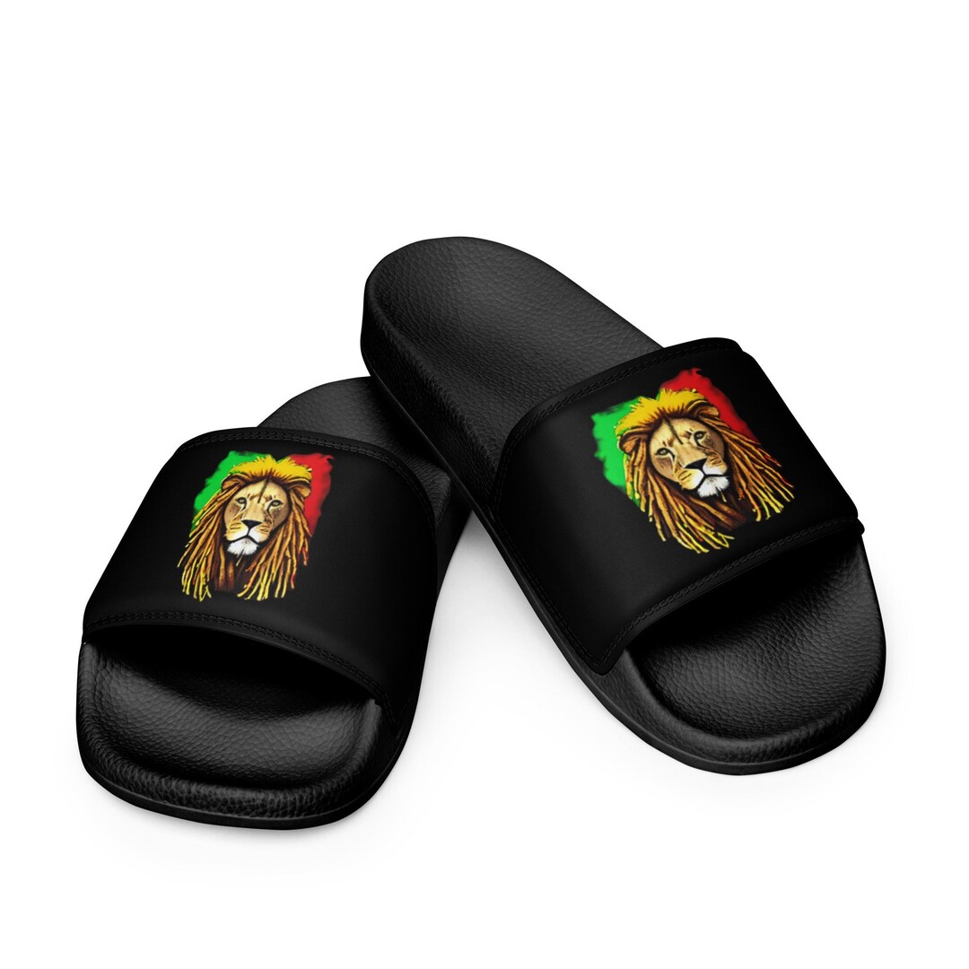 Men's Rasta Lion Slides: Reggae Style Flip Flops - Etsy