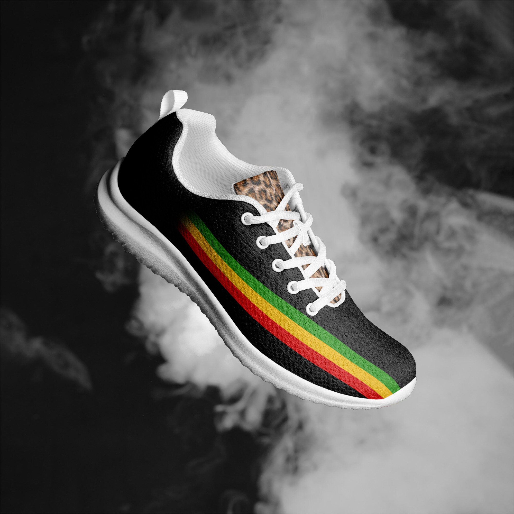 Black Rasta Colors Mens Sneakers Leopard Print Reggae - Etsy