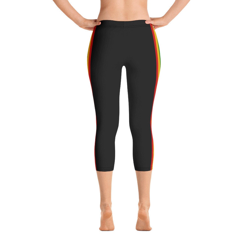 Women's Rasta Colors Capri Leggings Rastafari Jogging Pants, Reggae ...