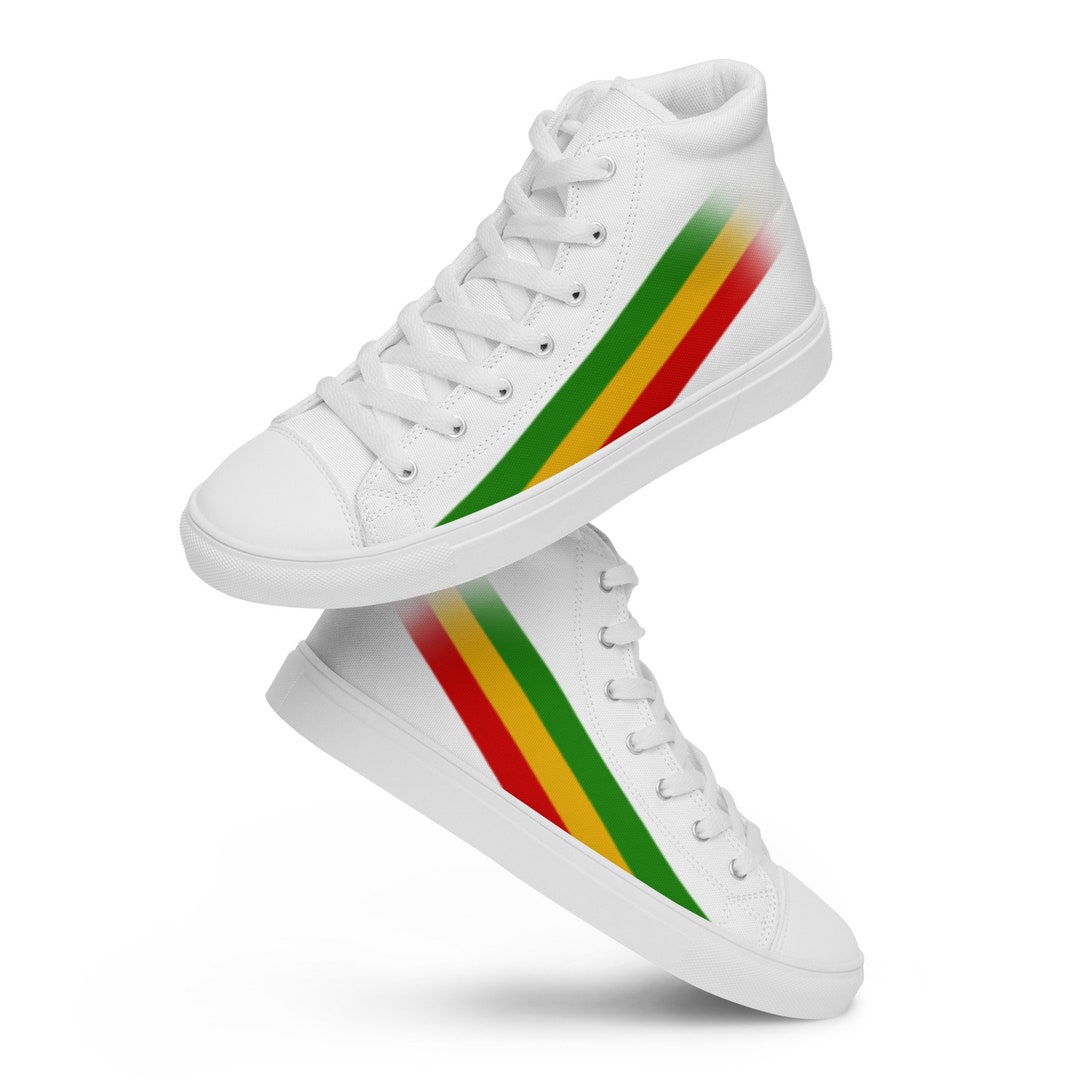 Rasta Colors Men’s High Top Canvas Shoes -reggae Lover Sneakers, Reggae ...