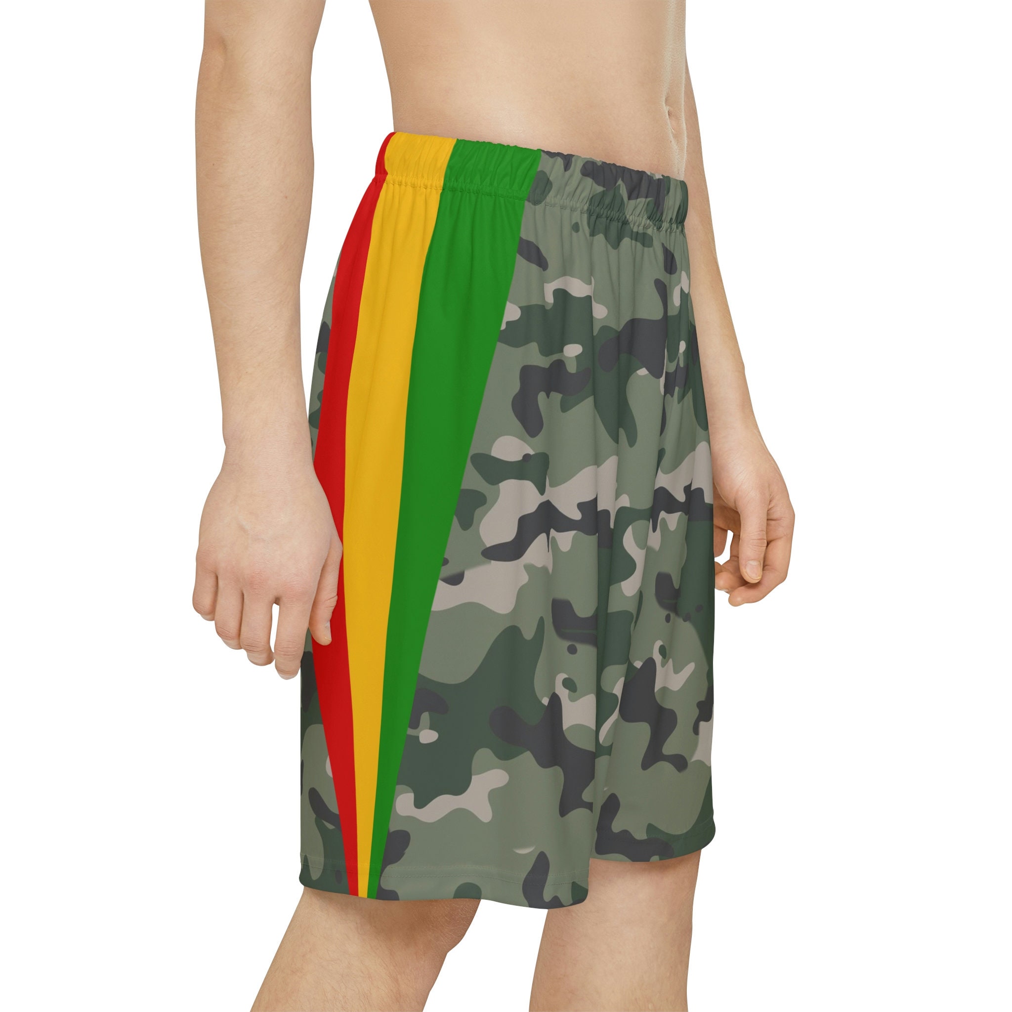 Men's Rasta Colors Camouflage Sports Shorts - Rastafari Workout Pants ...