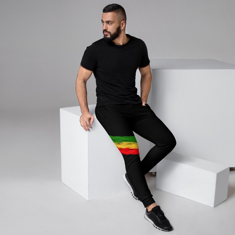 Men's Rasta Colors Streetwear Joggers - Rastafari Jogging Pants, Reggae ...