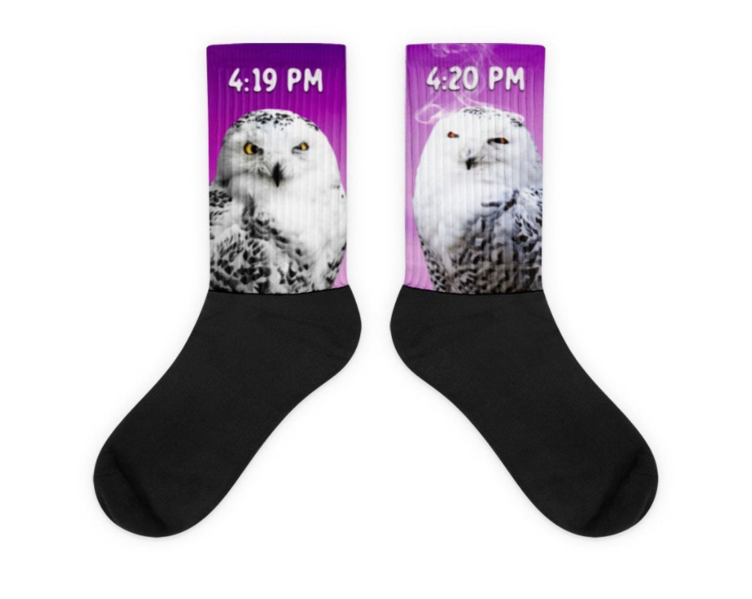 Cannabis Snowy Owl Socks Funny Weed Socks, 420 Novelty Socks, White Owl ...