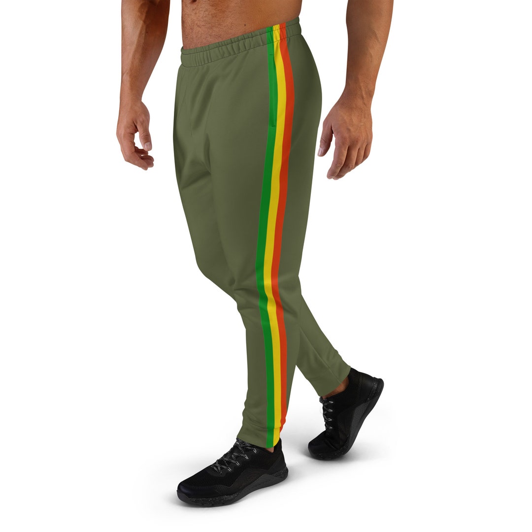 Men's Rasta Colors Army Green Joggers - Rastafari Jogging Pants, Reggae ...