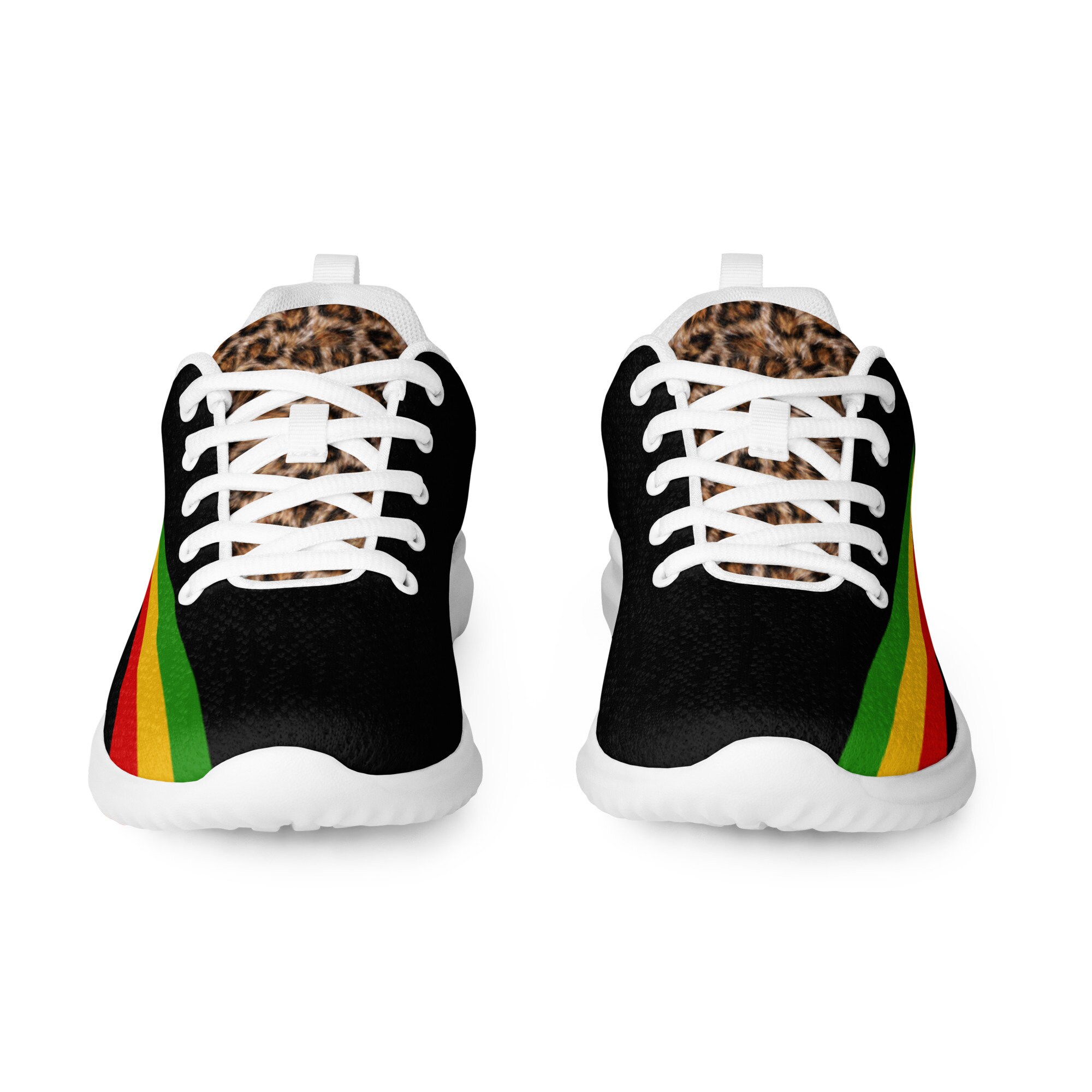 Black Rasta Colors Mens Sneakers Leopard Print Reggae - Etsy