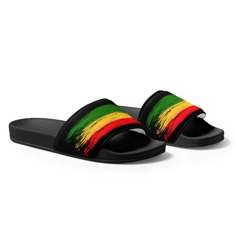 Men's Rasta Colors Slides, Reggae Shoes, Red, Green and Gold, Rasta ...