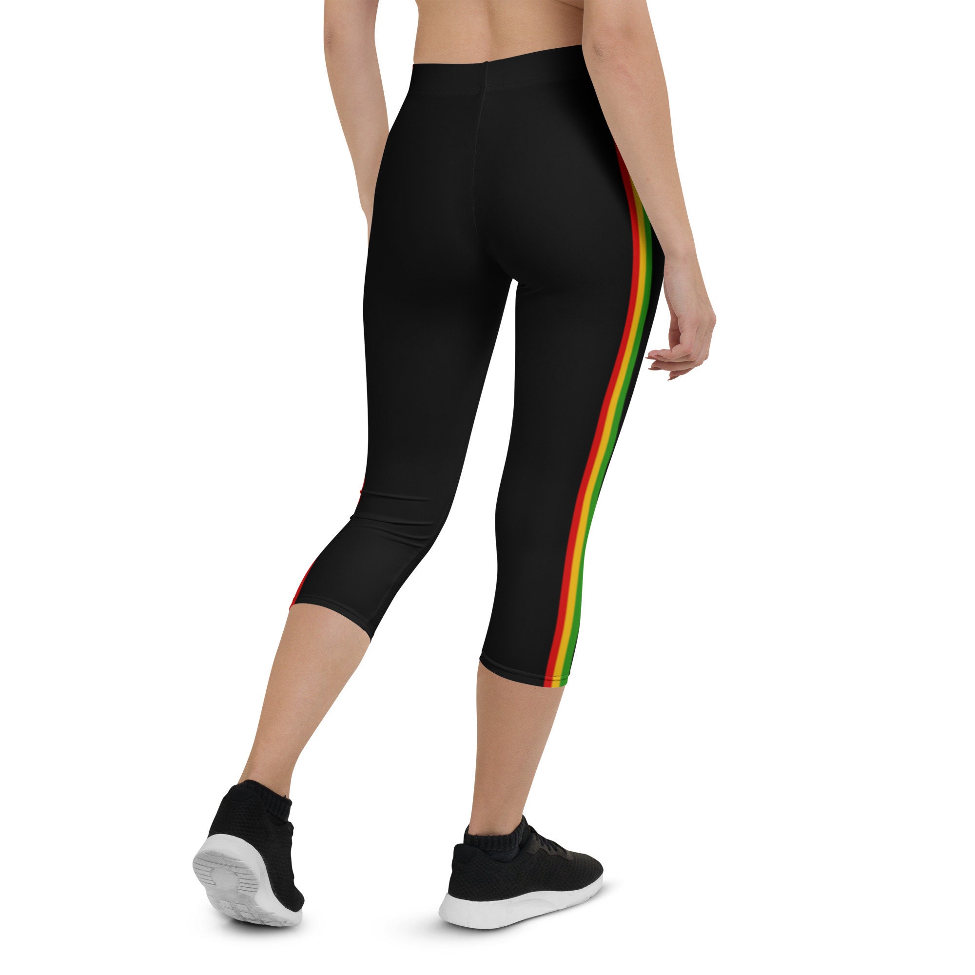 Women's Rasta Colors Capri Leggings Rastafari Jogging Pants, Reggae ...