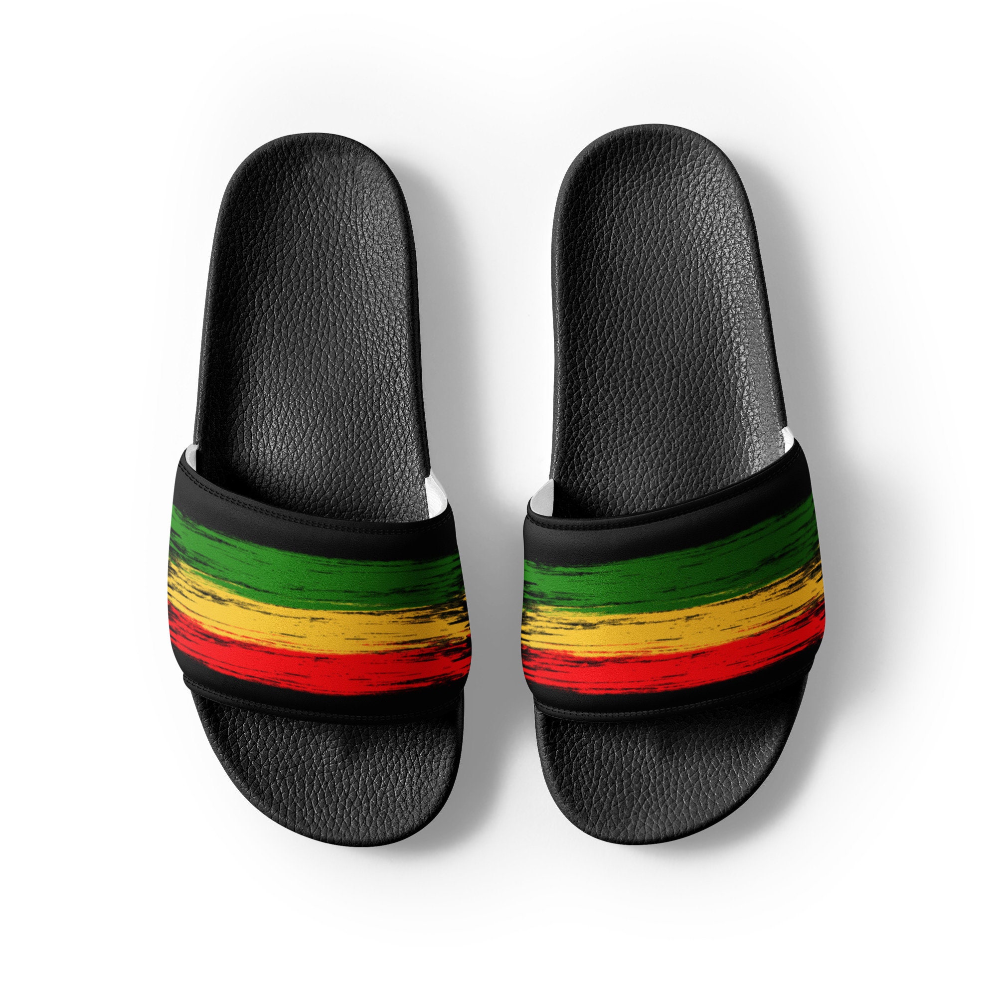 Men's Rasta Colors Slides, Reggae Shoes, Red, Green and Gold, Rasta ...