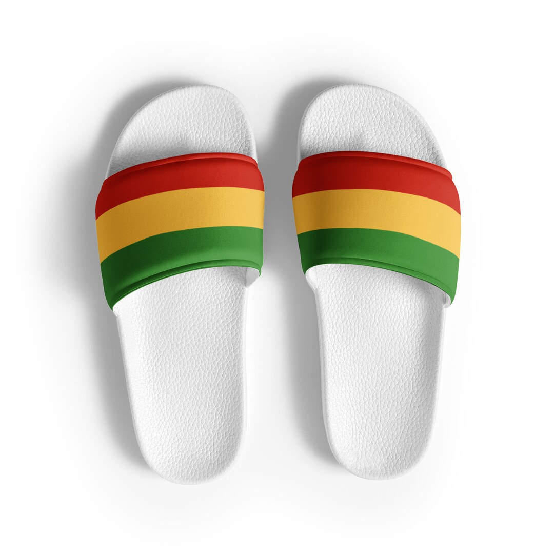 Women's Rasta Colors Slides, Reggae Shoes, Red, Green and Gold, Rasta ...