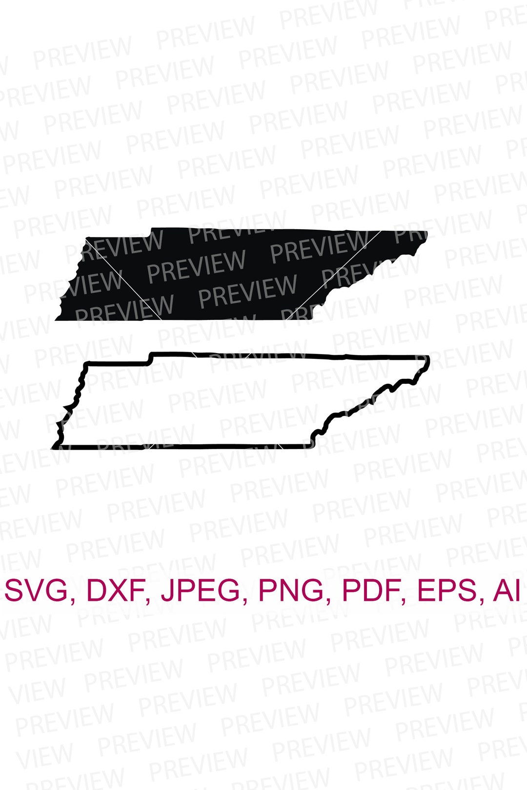 Tennessee State Map USA Map Solid and Outline Tennessee Cut and Print ...