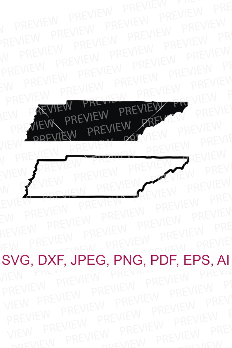 Tennessee State Map USA Map Solid and Outline Tennessee Cut and Print ...