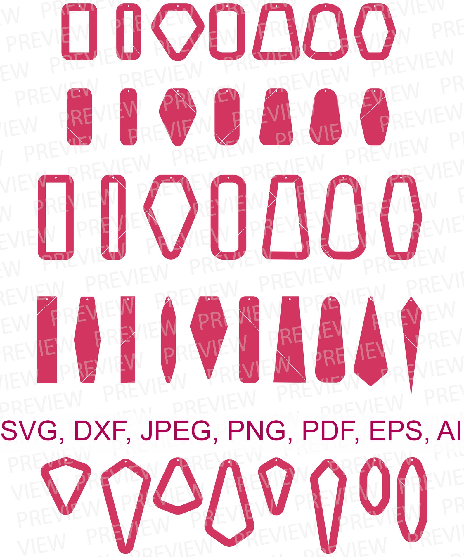 Rectangle Earrings SVG Rectangular Earring SVG Cutout Earrings ...