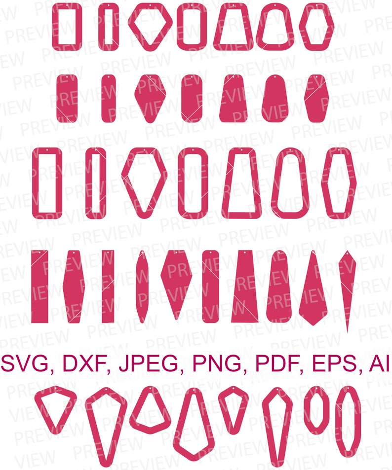 Rectangle Earrings SVG Rectangular Earring SVG Cutout Earrings ...