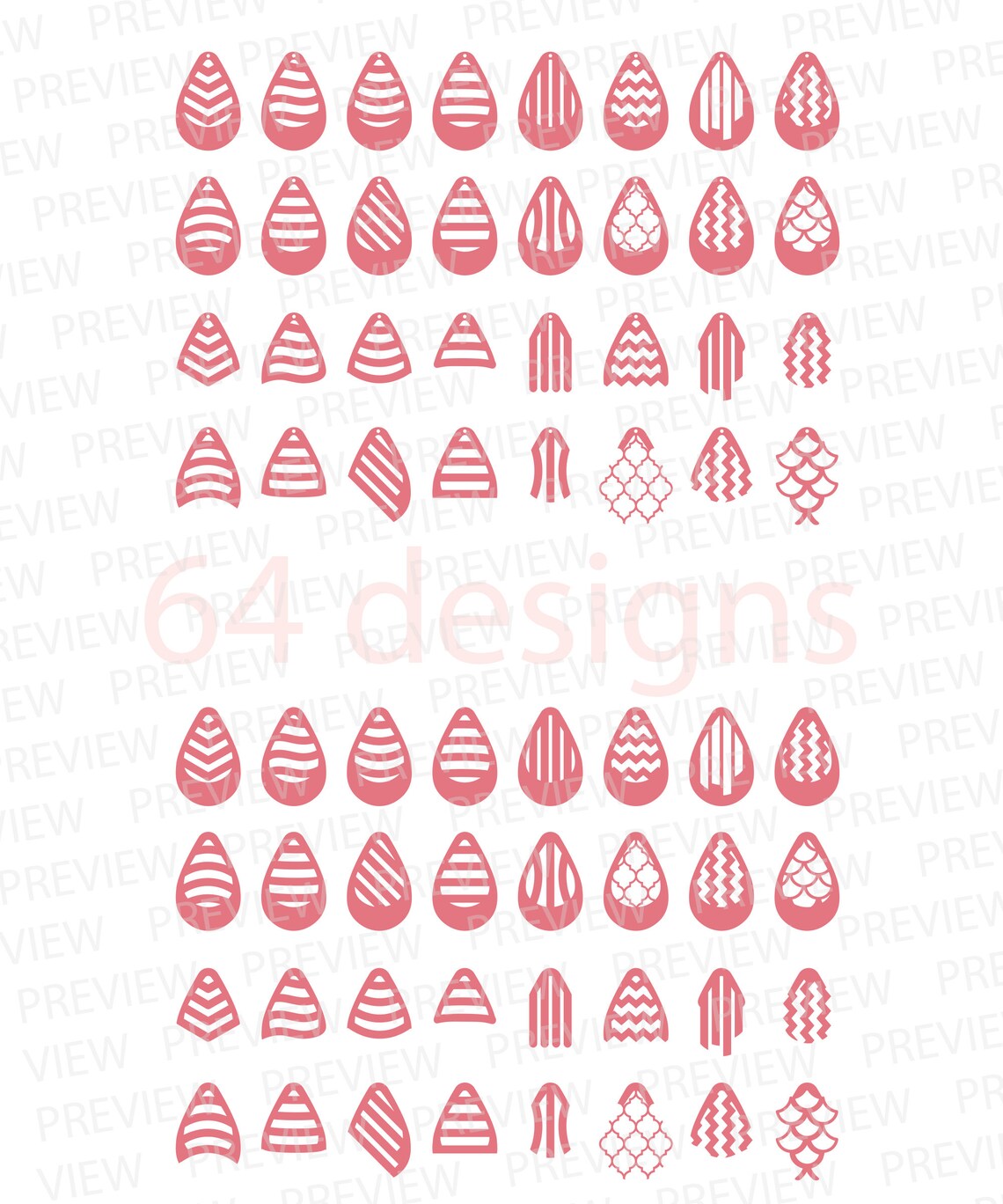 64 Patterned Earrings SVG Cute Patterns Earring SVG Cut Template File ...
