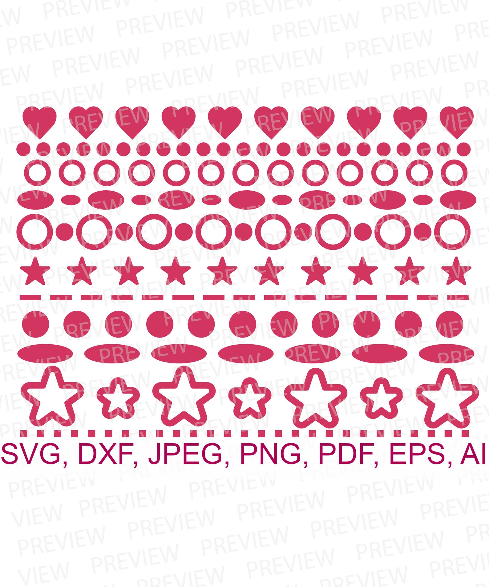 11 Dotted Line SVG Dashed Lines, Heart Dotted Line PNG, Star Dotted ...
