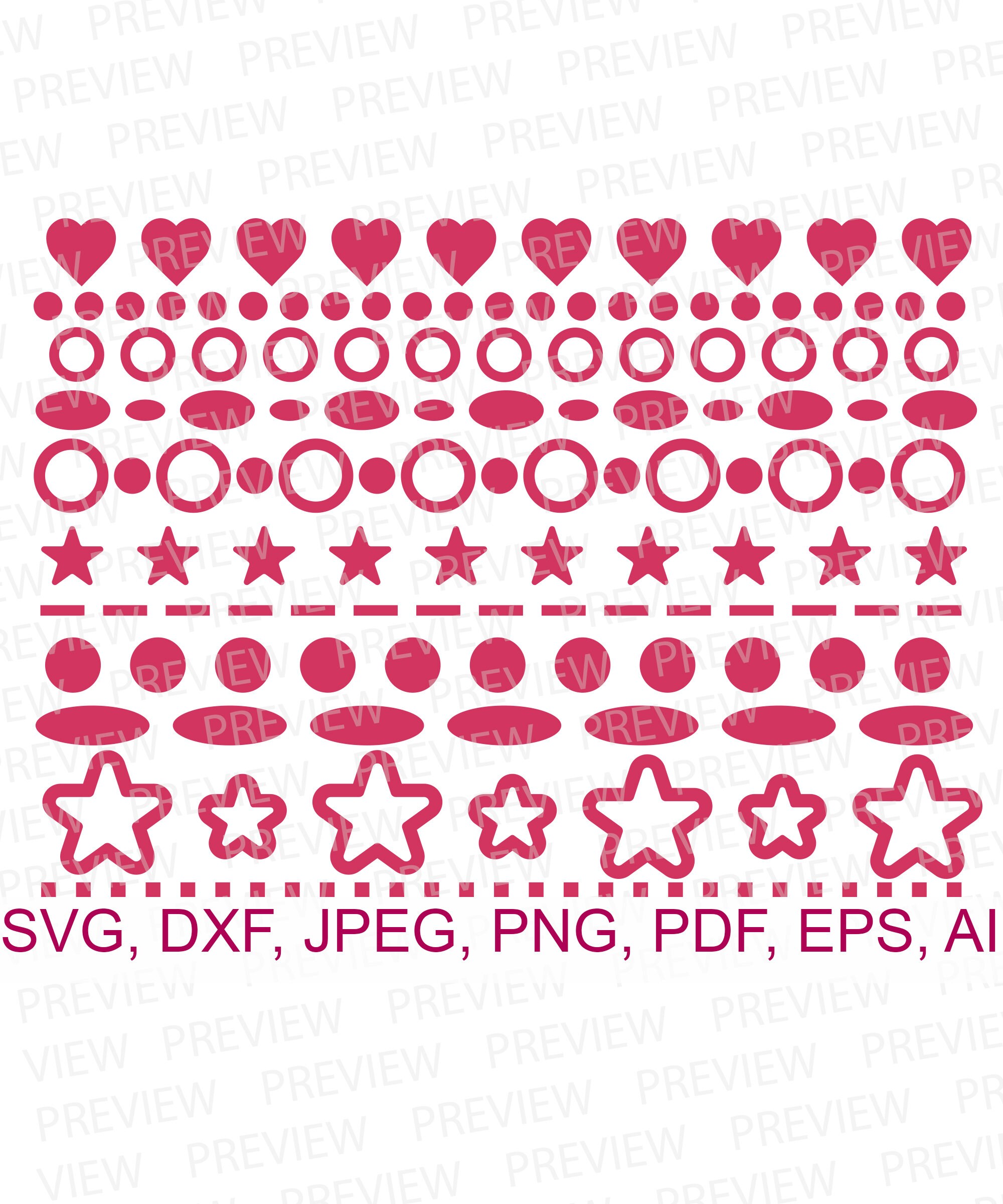 11 Dotted Line SVG Dashed Lines, Heart Dotted Line PNG, Star Dotted ...