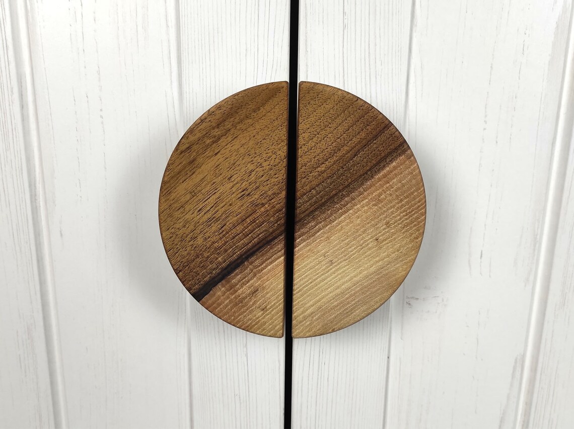 Walnut Drawer Pull Handle Half Moon Door Pulls Handles - Etsy