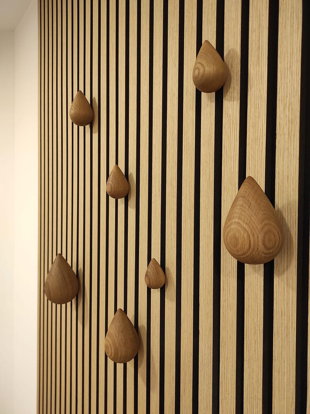 Acoustic Panel Wooden Drops, Wall Hooks, Water Drop Hanger, Oak Wood ...