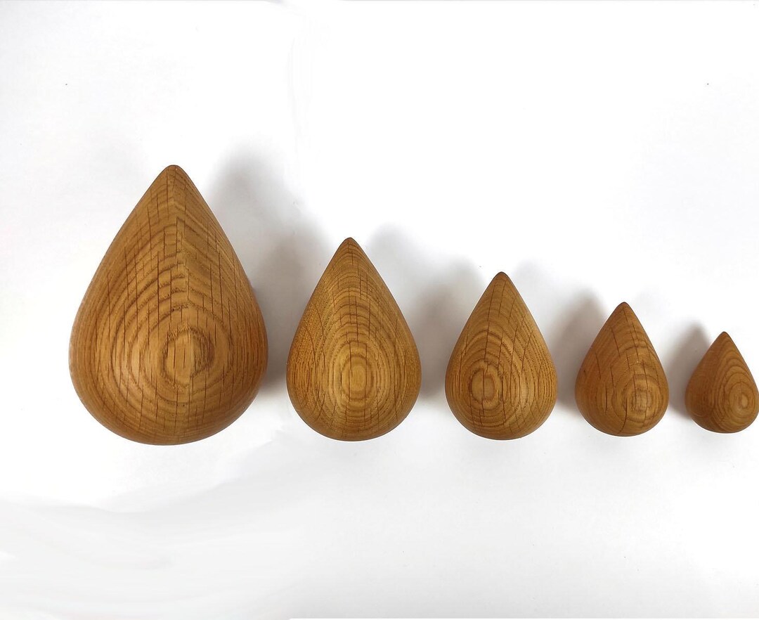 Wooden Drops, Water Drop Hooks, Oak Wood Hangers, Modern Coat Hooks ...