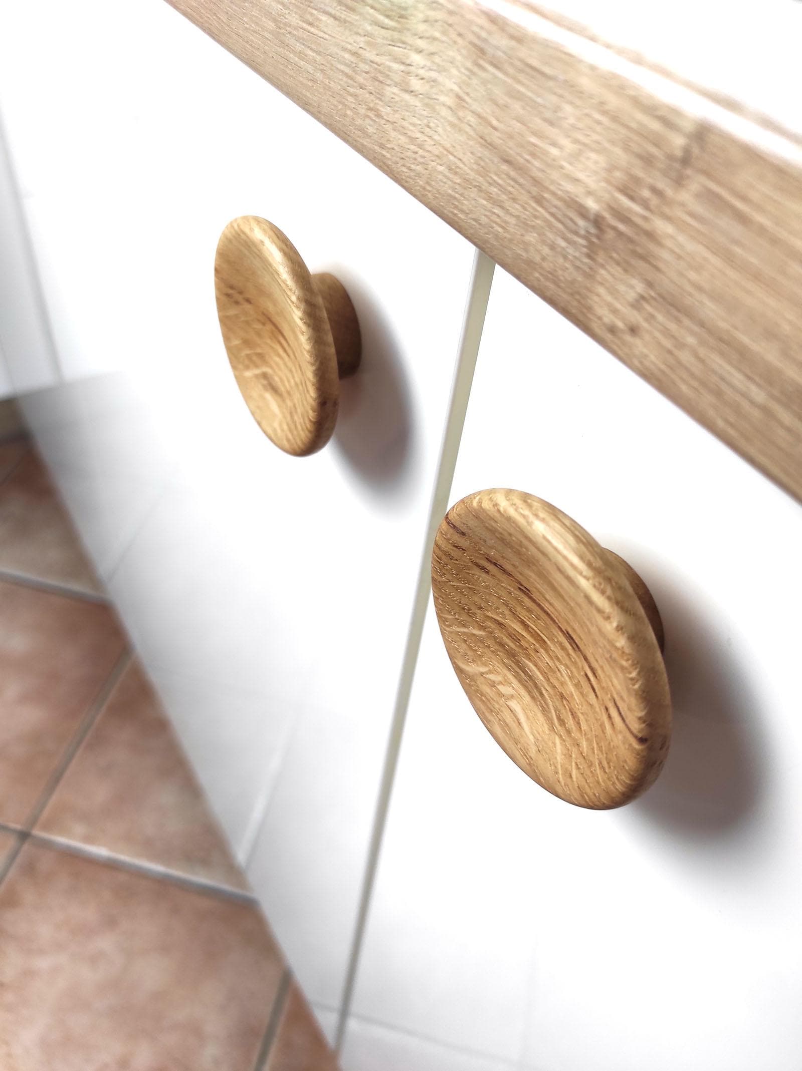 Wood Drawer Knobs, Oak Circle Handle, Wardrobe Pulls, Oak Concave ...