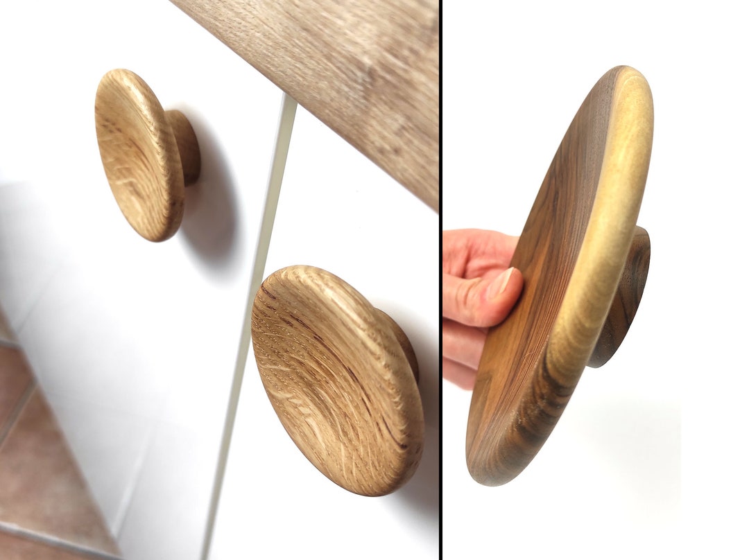 Wooden Round Handles, Size 2 to 6 Inches, Wardrobe Pulls, Wood Drawer ...