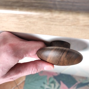 Wooden Round Handles, Wardrobe Pulls, Wood Drawer Knobs, Oak Concave ...