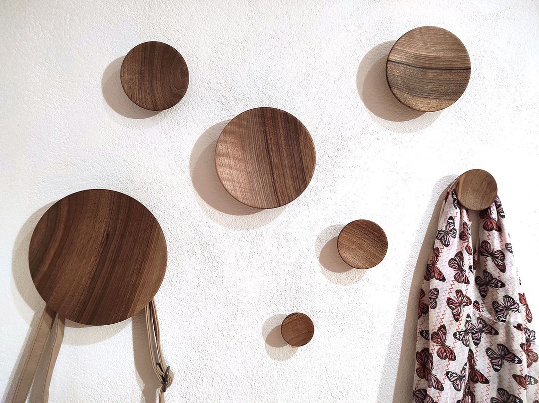 Wooden Hooks Concave Shape, Walnut Wall Hook, Towel Dots, Modern Coat ...