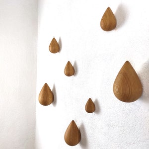 Wooden Drops, Water Drop Hooks, Oak Wood Hangers, Modern Coat Hooks ...