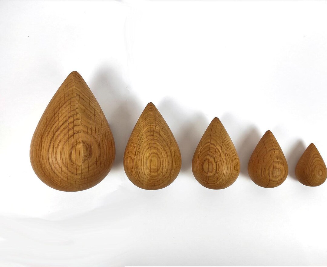 Wooden Drops, Water Drop Hooks, Oak Wood Hangers, Modern Coat Hooks ...