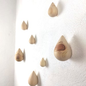 Wooden Drops, Water Drop Hooks, Oak Wood Hangers, Modern Coat Hooks ...
