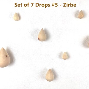 Wooden Drops Set of 7, Water Drop Hooks, Oak Wood Hangers,tear Drops ...