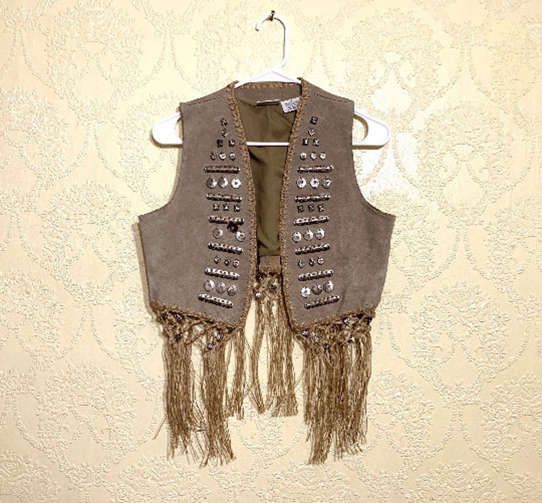 Cosplay Elf Witcher Vintage Size Small Boho Hippy Suede LEATHER VEST ...