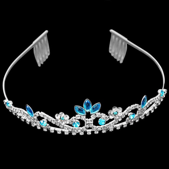Silver Crown BLUE PRINCESS CROWN Blue Crystal Rhinestones - Etsy UK