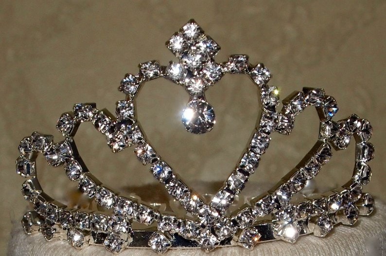 Sale 3.00 off Flower Girl Tiara Princess Crown CRYSTAL Heart CROWN ...