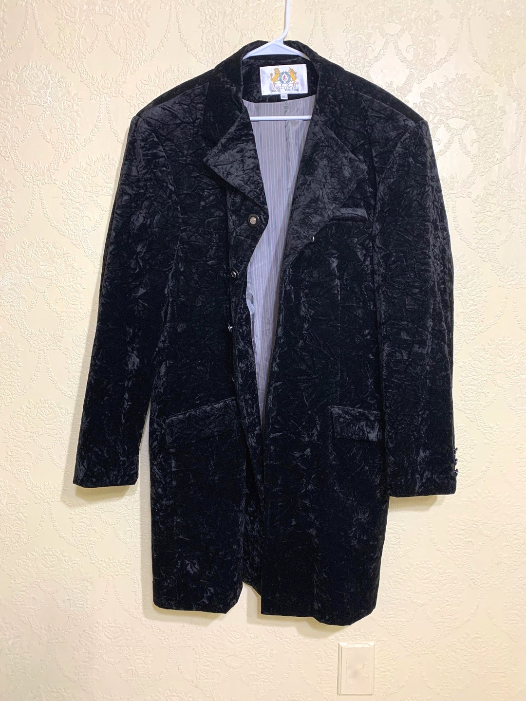 Sale Rare Find Mod Nehru Coat Pants Mens 60s 70s BLACK CRUSHED VELVET ...