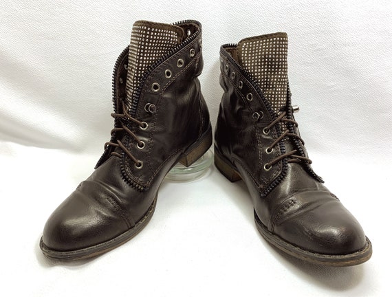 Sz 7.5 Grunge 90's PUNK ROCKER BOOTS Brown Faux Leather - Etsy