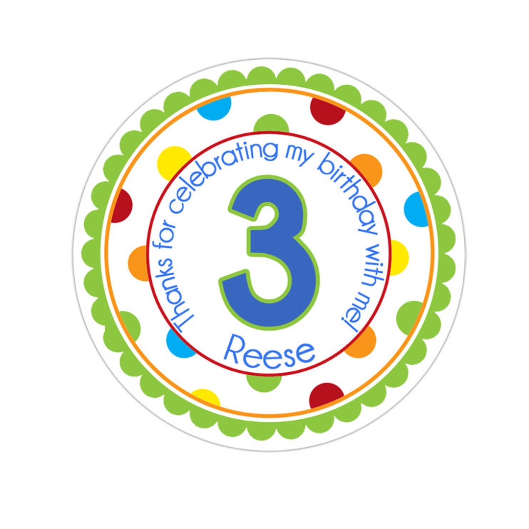 Personalized Polka Dot Age Number Stickers, Birthday Party Stickers ...