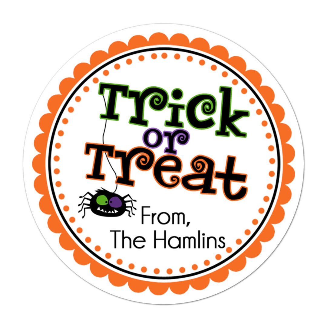 Personalized Halloween Stickers, Halloween Trick or Treat Spider ...