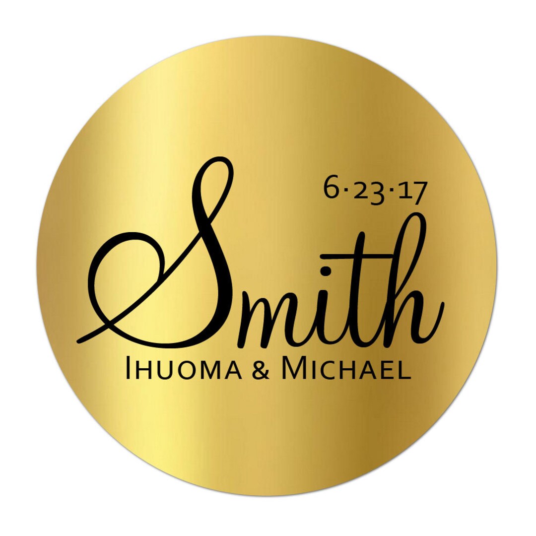 Personalized Gold Foil New Last Name Wedding Favor Stickers, Gold Foil ...
