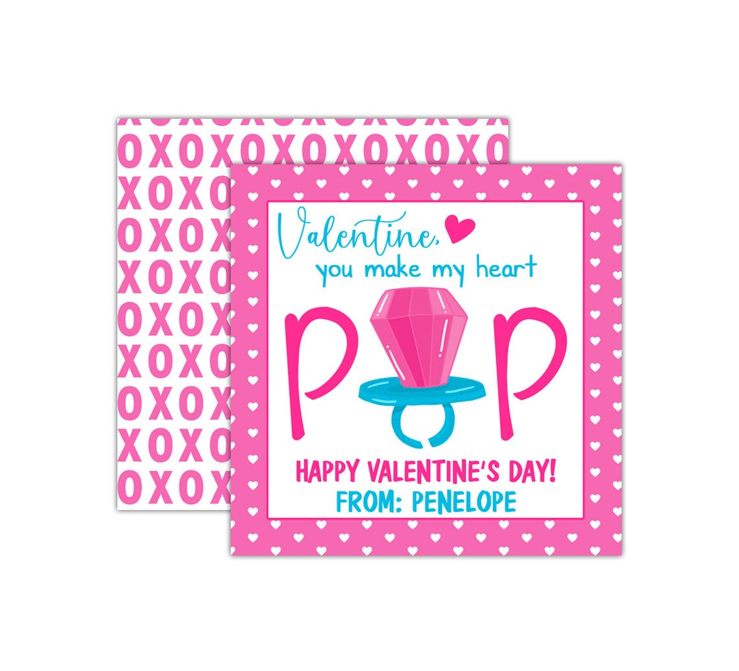 Personalized Valentines Day Tags, Ring Pop Valentine Cards, Ring Pop ...