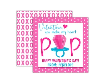Personalized Valentines Day Tags Ring Pop Valentine Cards - Etsy