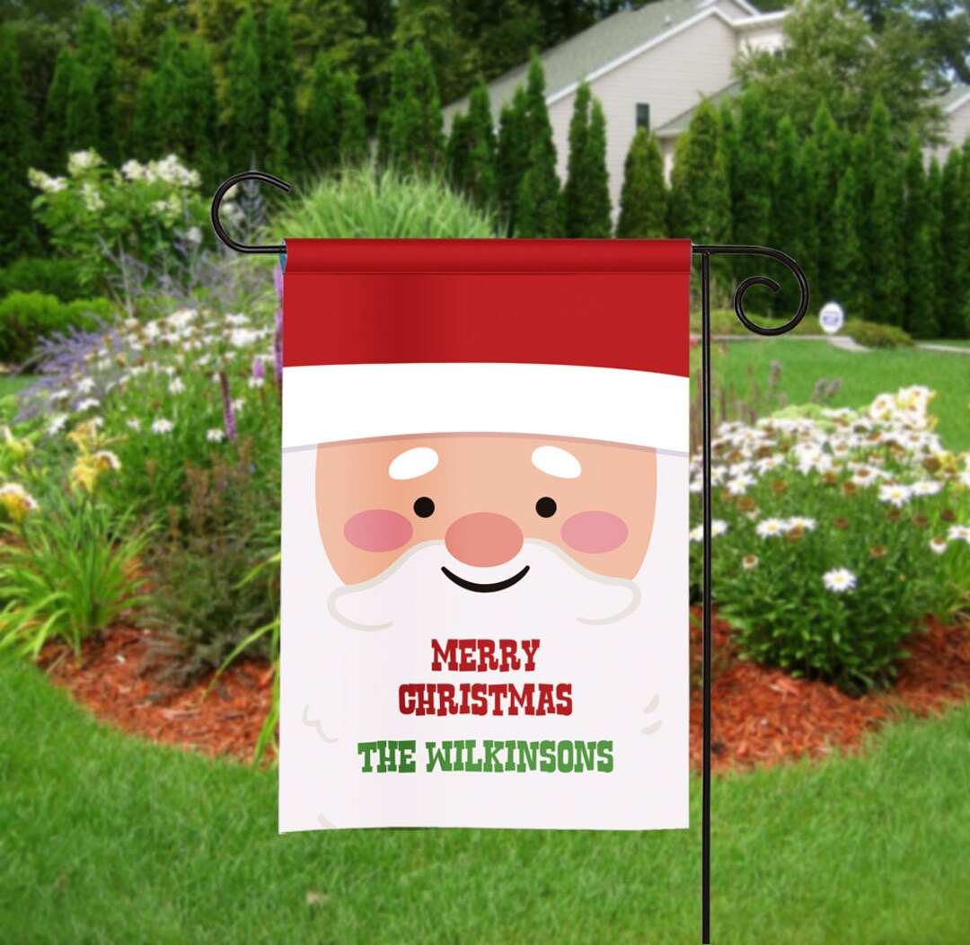 Personalized Christmas Santa Claus Garden Flag, Holiday Garden Flag ...