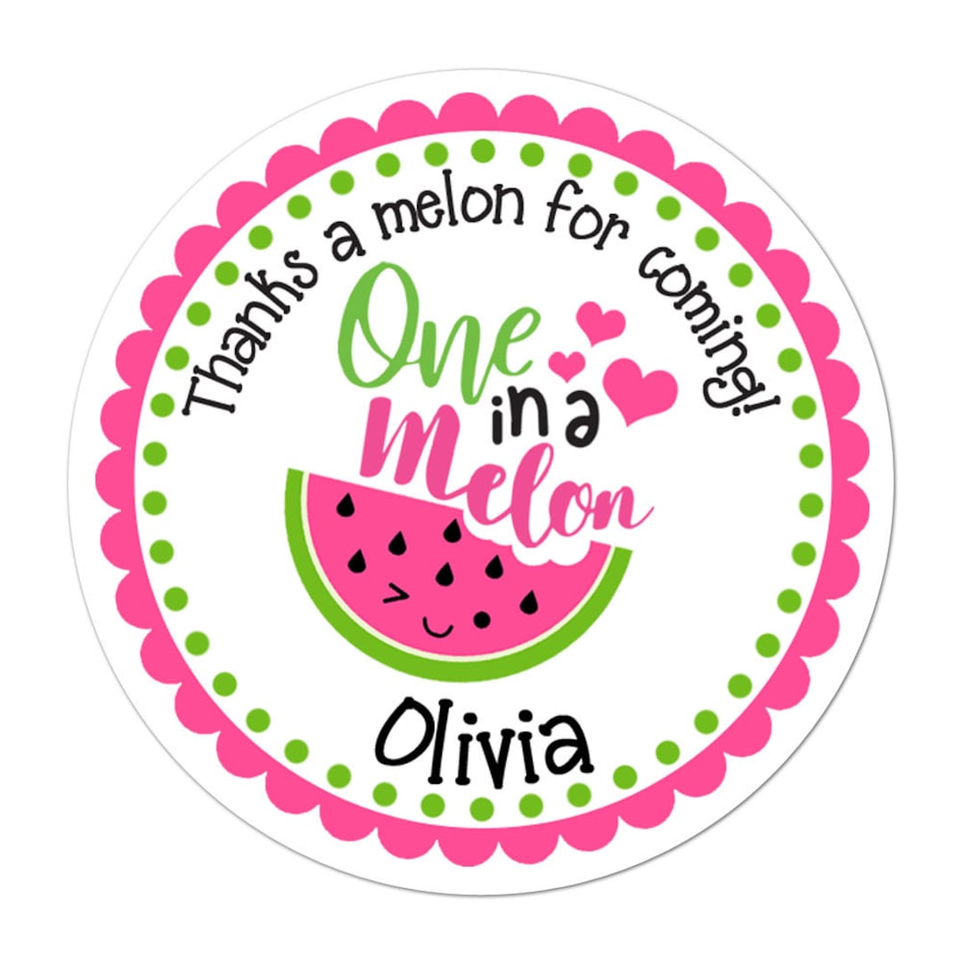 Personalized One in A Melon Stickers, Watermelon Birthday Party, One in ...
