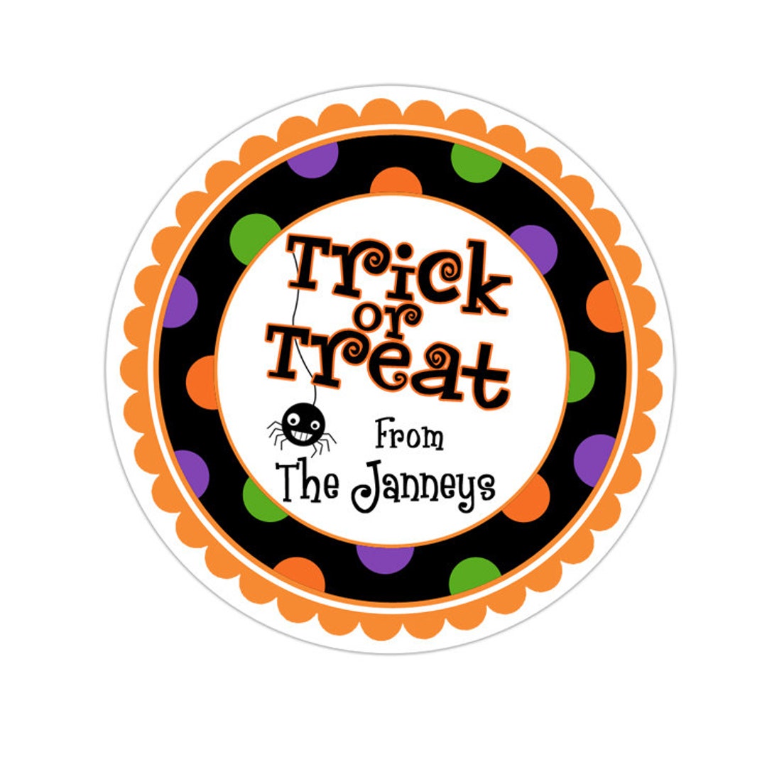 Personalized Halloween Stickers, Colorful Trick or Treat Stickers ...