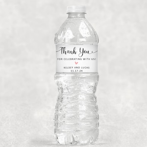 Wedding Thank You Wedding Water Bottle Labels, Personalized Water ...