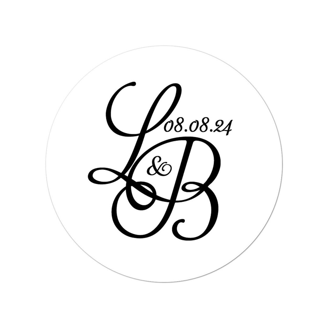 Wedding Couple Initial Monogram Labels, Wedding Favor Stickers, Wedding ...