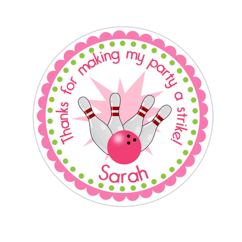 Personalized Girls Pink Bowling Stickers Bowling Birthday - Etsy