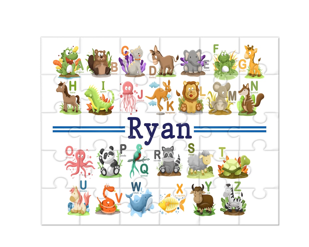 Personalized Animal Alphabet Puzzle, Alphabet Jigsaw Puzzle, Animal ...