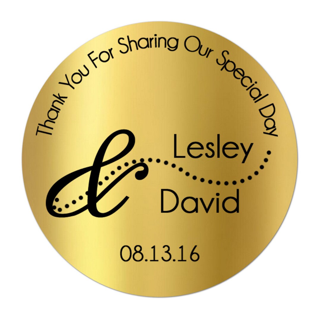 Personalized Gold Foil Curvy Ampersand Wedding Favor Stickers, Gold ...