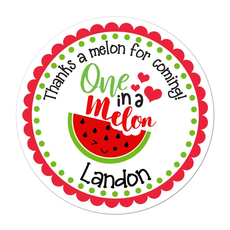 Personalized One in A Melon Stickers, Watermelon Birthday Party, One in ...